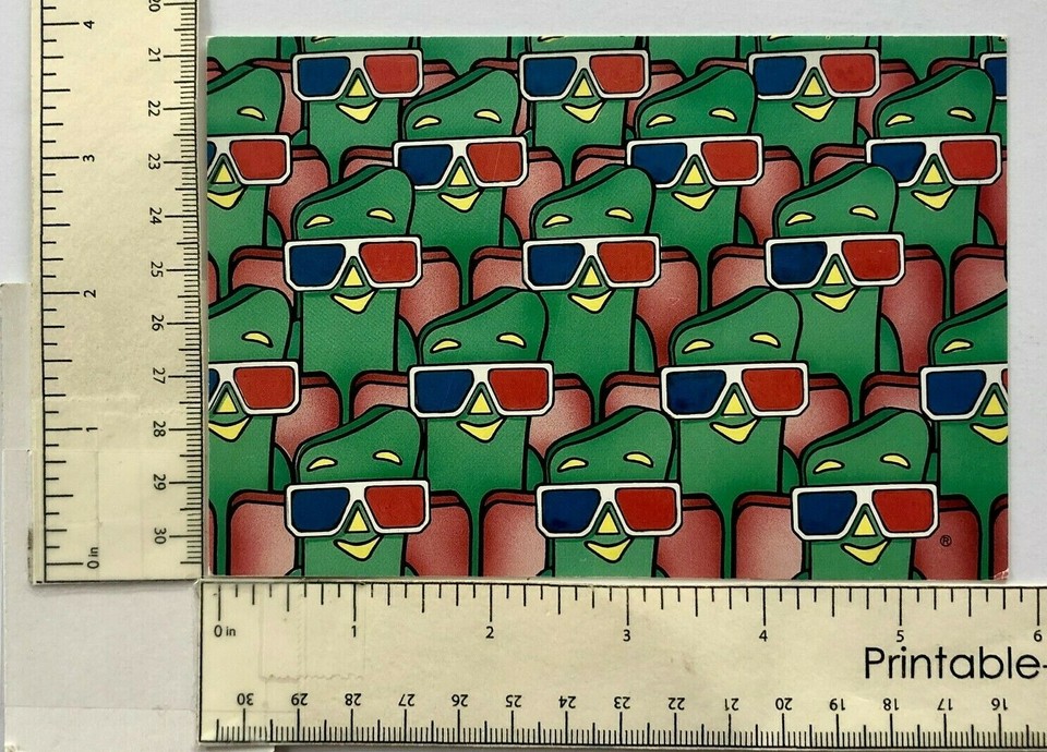 1986 Gumby 3D Movie Glasses Theatre Seating Ad Promo Postcard Art ...