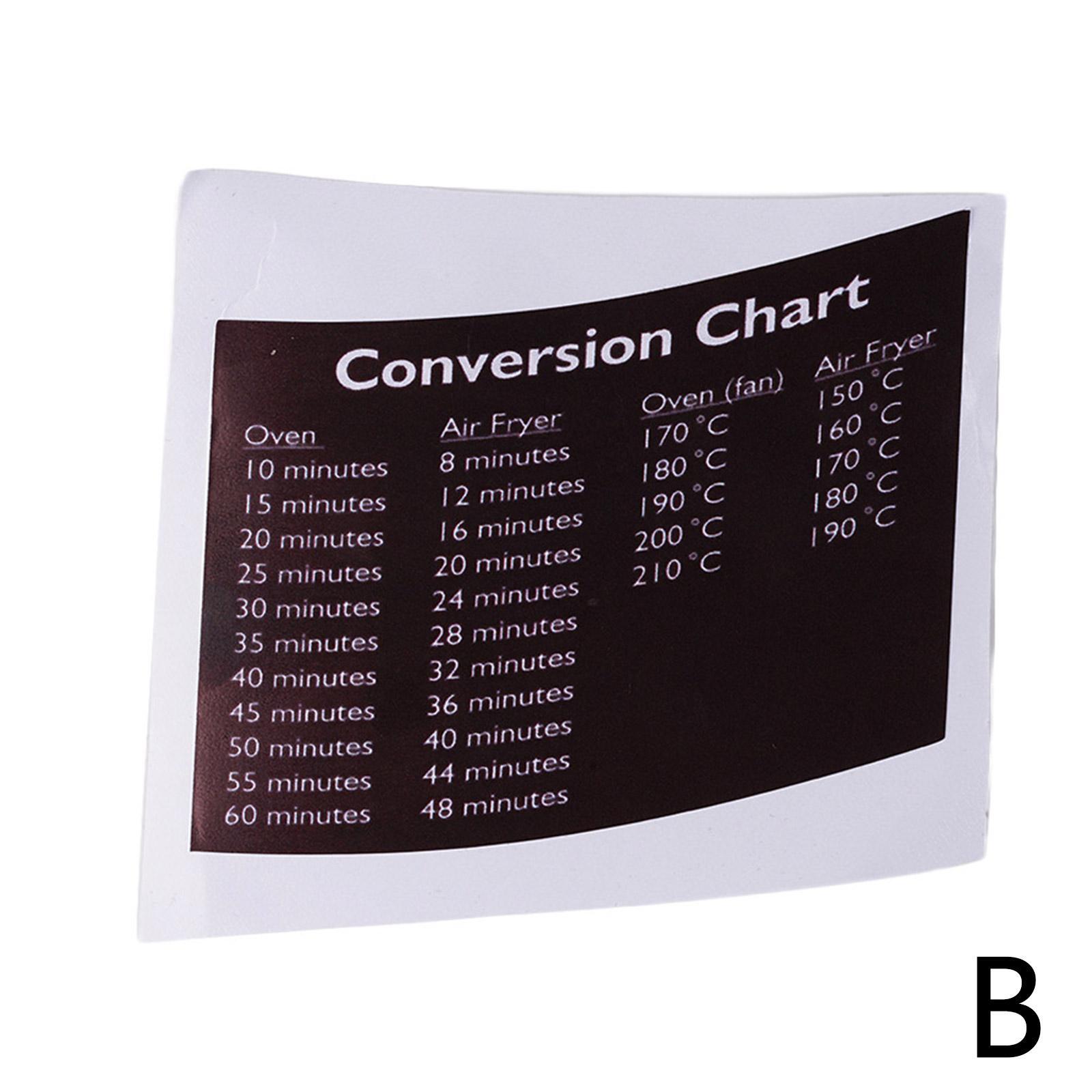 Air Fryer Conversion Chart Sticker Air Fryer Cooking Cook Time Kit ...