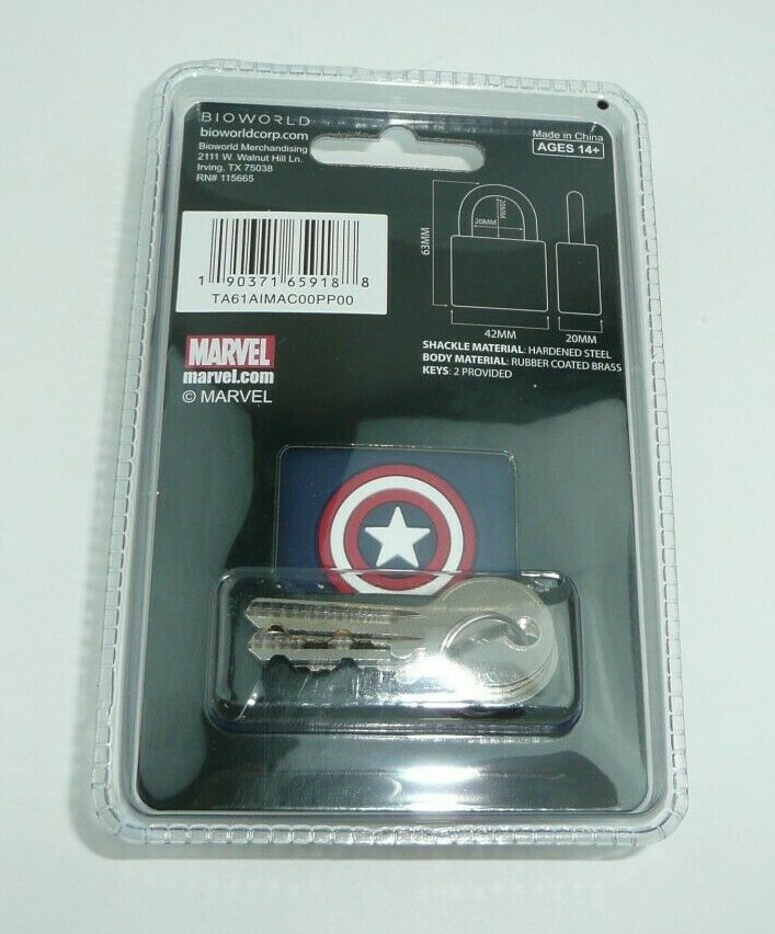 Captain America Padlock With 2 Keys Marvel Comics Lock for Lockers ...