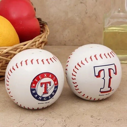 Texas Rangers MLB Baseball Logo Ceramic Ball Salt and Pepper Shaker Set ...