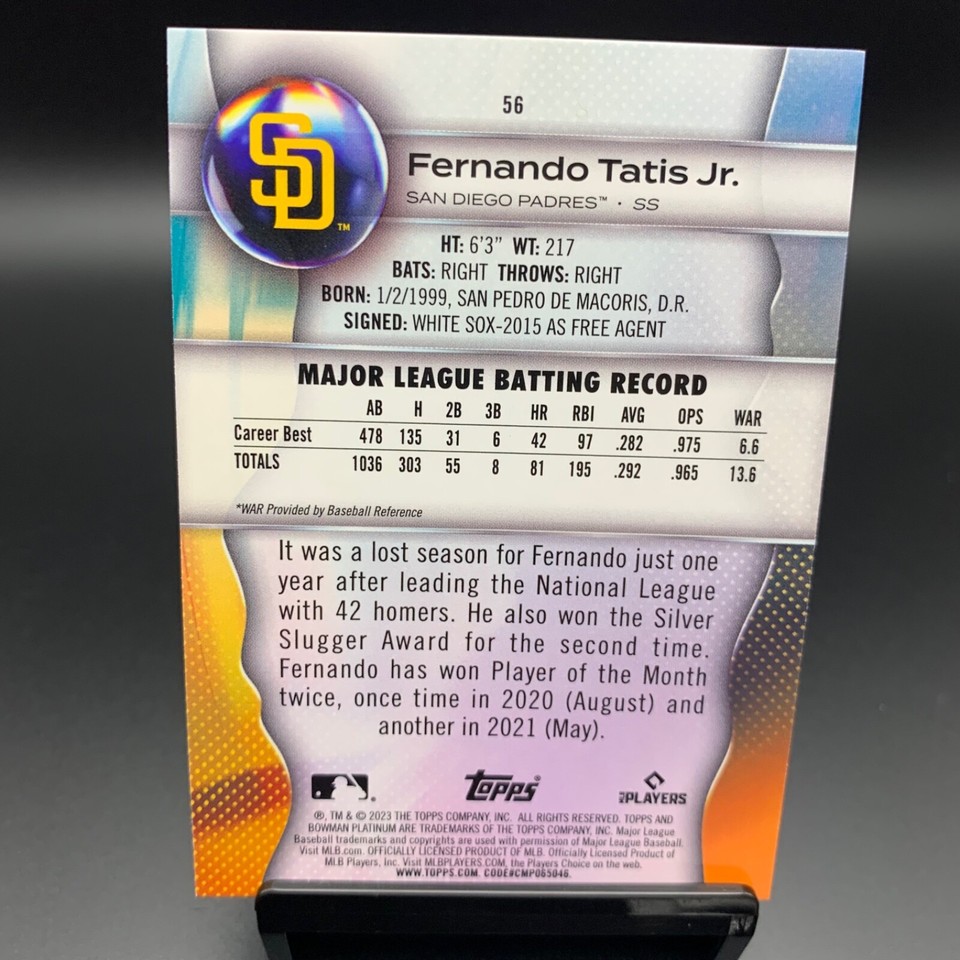 2023 Bowman Platinum Baseball #56 Fernando Tatis Jr San Diego Padres | eBay