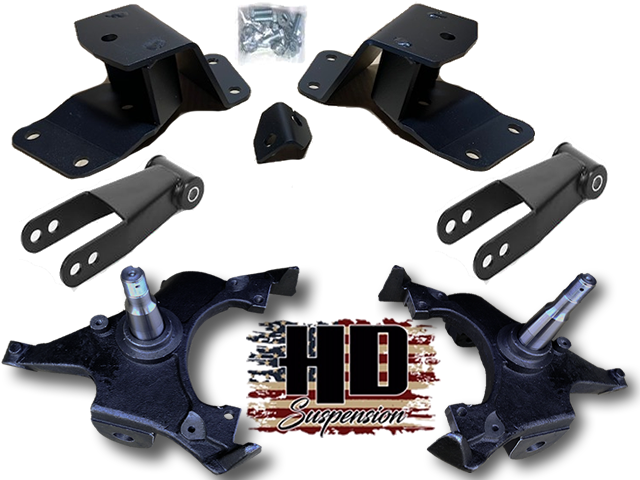 1988-1998 Chevy C1500 2"F 4"R Lowering Spindles Shackle Hangers Knuckle ...