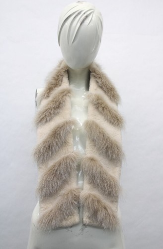 BRAND NEW IVORY/BEIGE SHEARED BEAVER & FOX FUR SCARF WRAP WOMEN WOMAN 4 ...