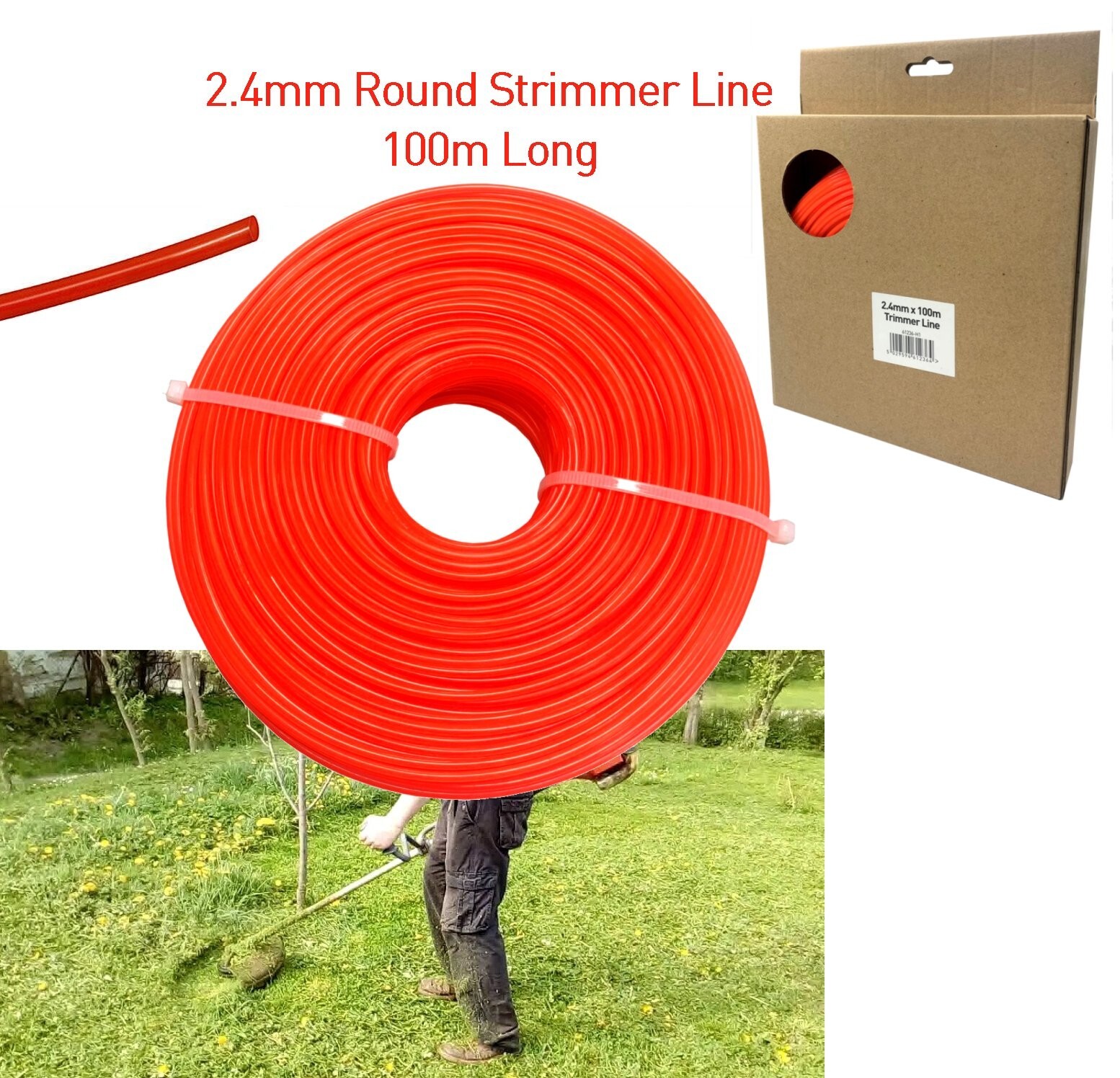 100m Long Trimming Line 2.4mm x 100mtr Nylon Round Wire | eBay UK