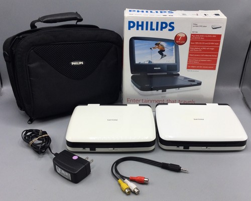 Philips 7” Portable DVD Players (2 Players), 1 Charger, Bag, Box | eBay