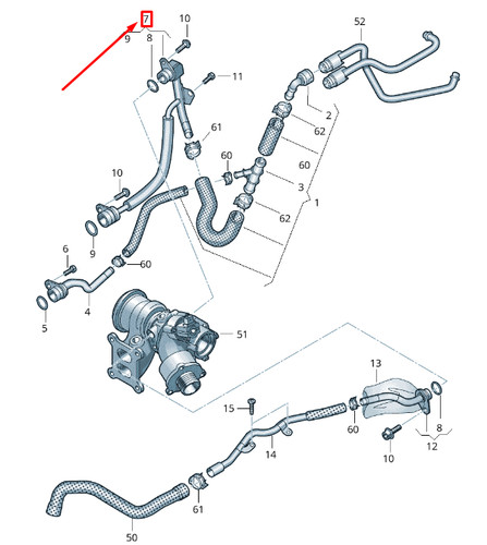 VW SKODA AUDI SEAT GOLF COOLANT PIPE WITH COOLANT HOSE 06K121497BD NO🇺🇸 ...