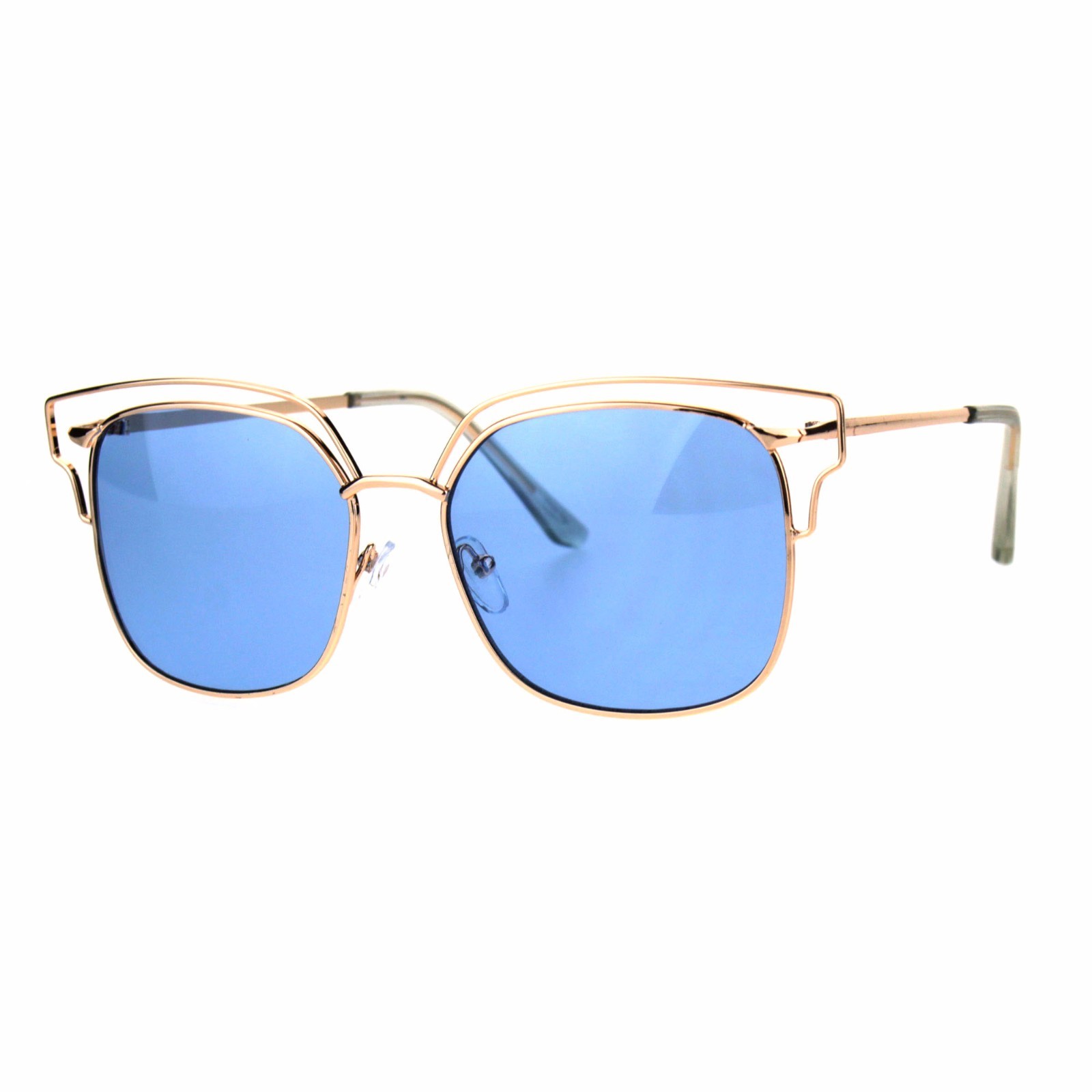 Womens Fashion Sunglasses Gold Square Metal Frame Wire Accent Top UV ...