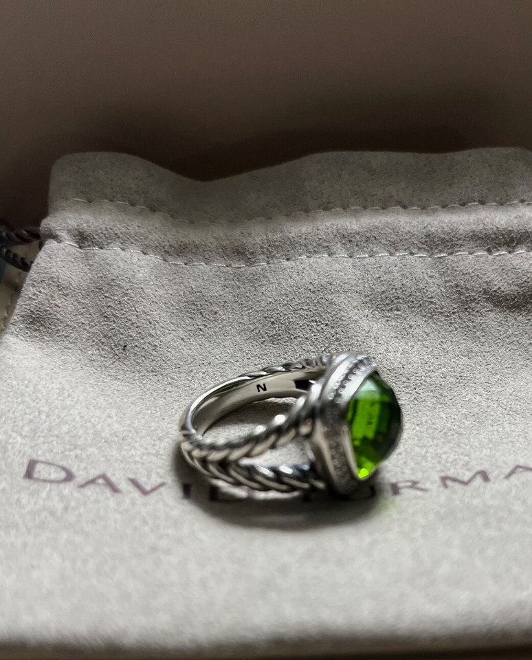 David Yurman 925 Silver 11mm ALBION Ring Peridot & Diamonds "N" 7.5 | eBay