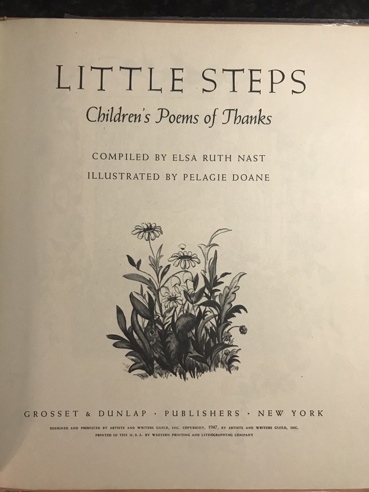 VINTAGE Little Steps Children’s Poems of Thanks Book 1947 Old School ...