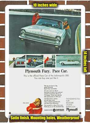 Metal Sign - 1965 Plymouth Sport Fury Indy 500 Pace Car- 10x14 inches ...