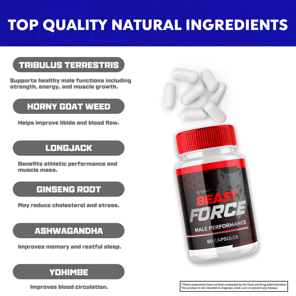 Beast Force Male Support Vitamin Max Strength Supplement for Men 180 ...