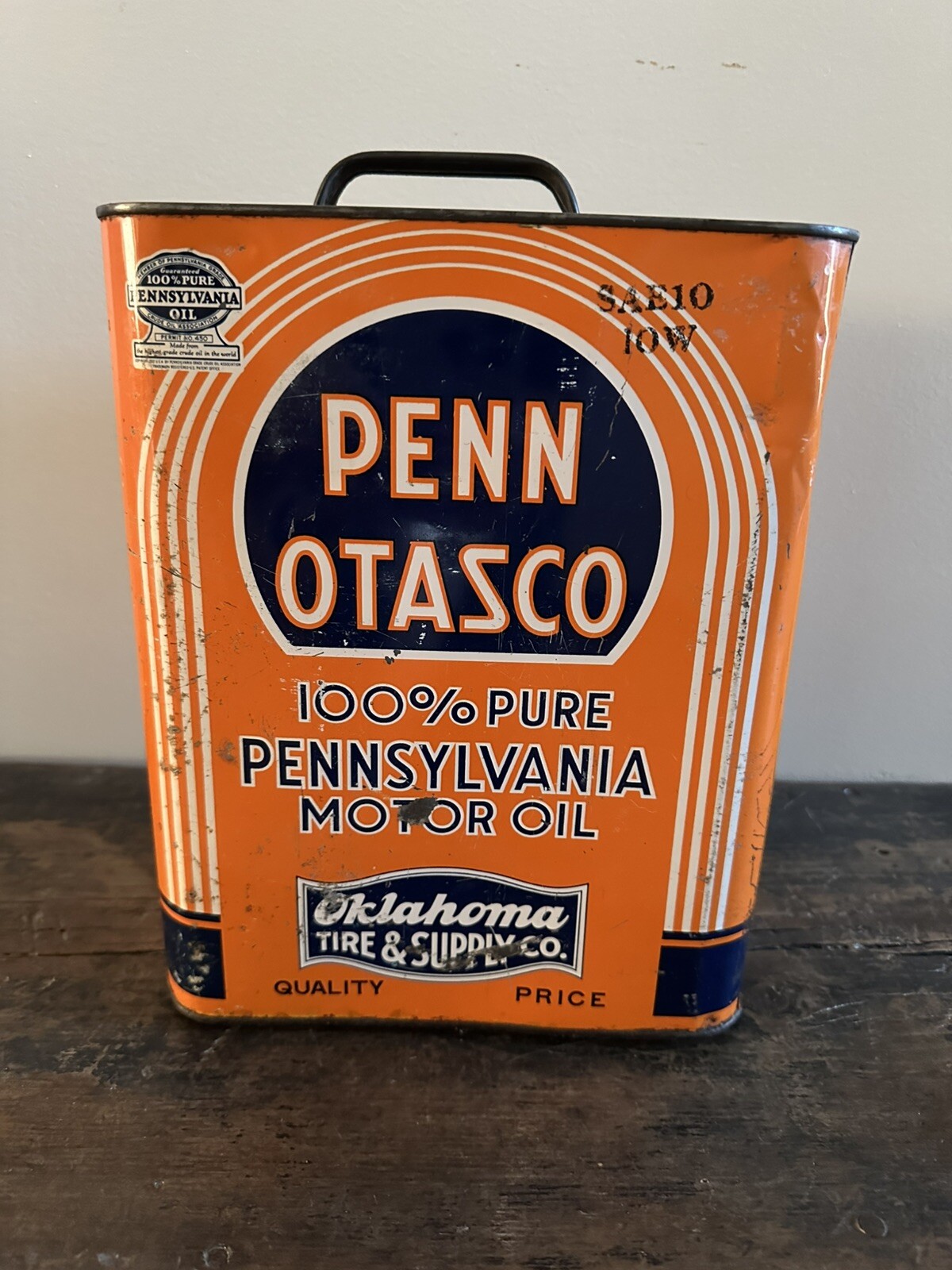 PENN OTASCO 2 Gallon Vintage Oil Can RARE OKLAHOMA TIRE & SUPPLY Quart ...