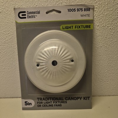 Commercial Electric 5" White Traditional Canopy Kit for Ceiling Light ...