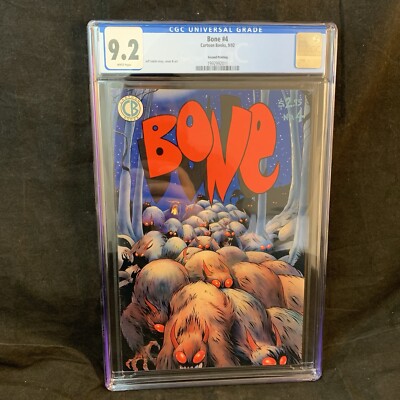 Bone #4 CGC 9.2 WP 2nd print 1st Kingdok Hooded One 1991 Cartoon Books ...