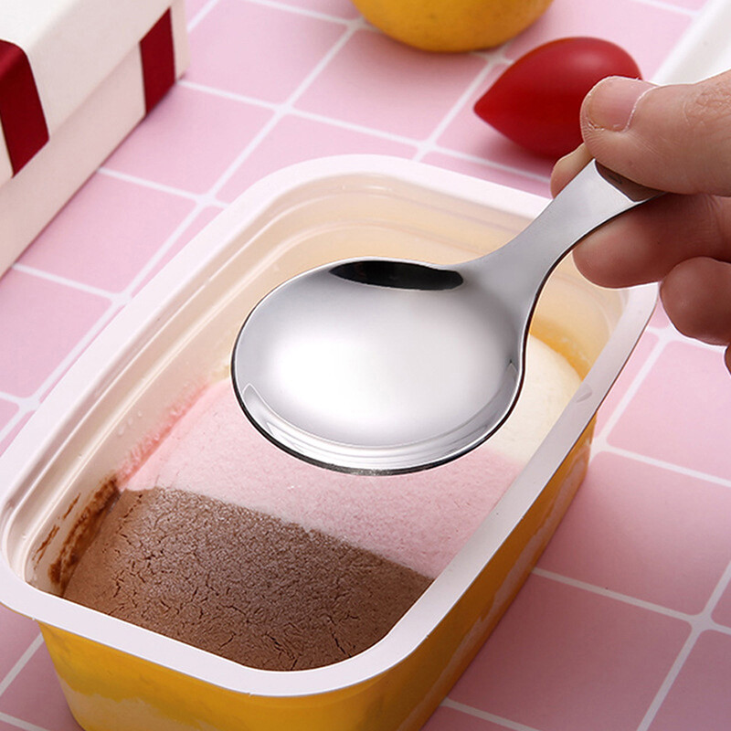Cute Stainless Steel Spoon Short Handle Ice Cream Tea Coffee Spoon Kids ...
