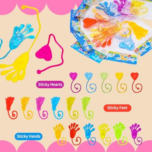 Sticky Hands Pcs Fun Sticky Hearts for Kids, Slap Hands Sticky Toy in 6 ...