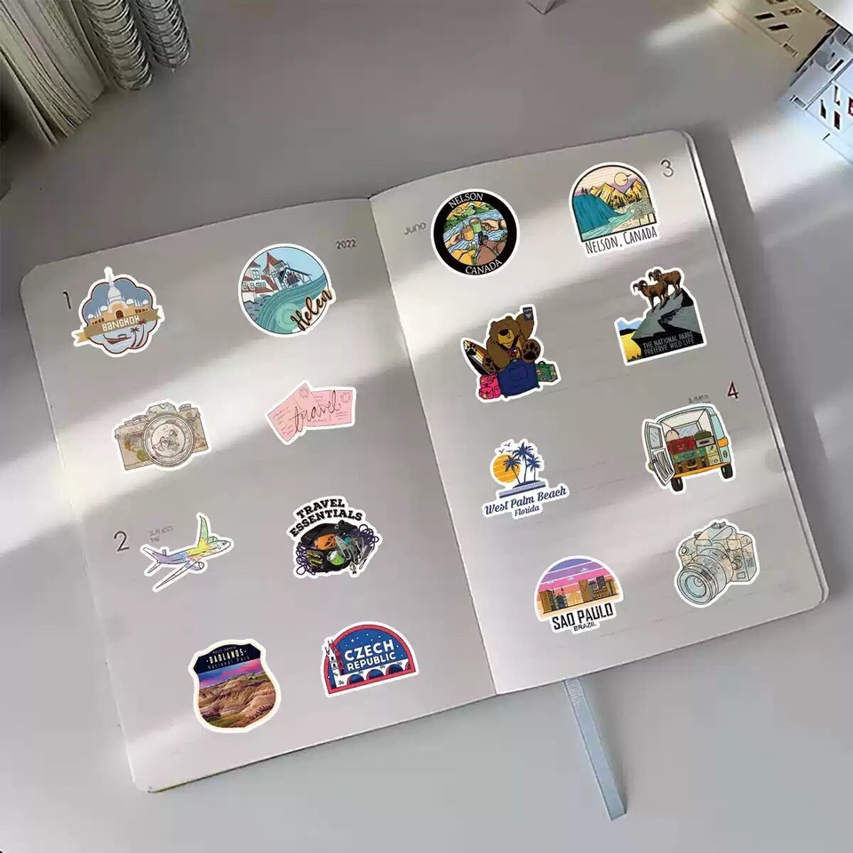 50 Luggage Suitcase Retro Vinyl Stickers Vintage City Names World ...