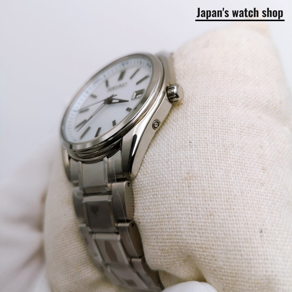 SEIKO Selection SBTM337 Pearl White Titanium Radio Solar Men's Watch ...