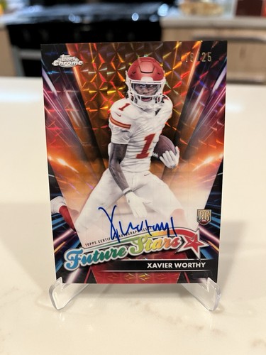2024 Topps Chrome Football Xavier Worthy Future Stars RC Auto Orange ...