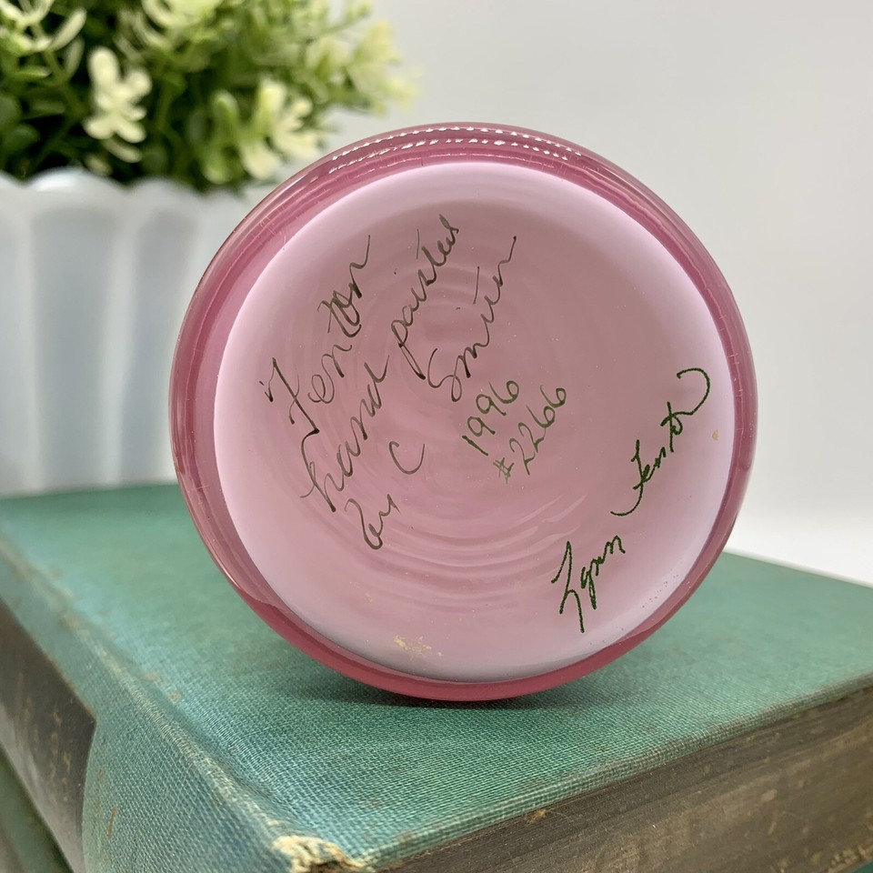 Vintage Fenton Glass Pitcher Hand Painted Asters On Dusty Rose #2266 Signed | eBay