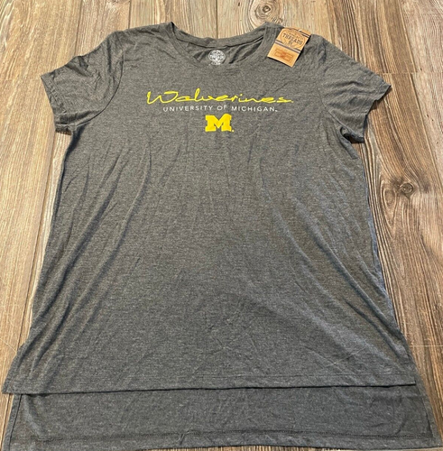 NWT Womens Michigan Wolverines Cute Dark Gray Soft Short Sleeve Shirt ...