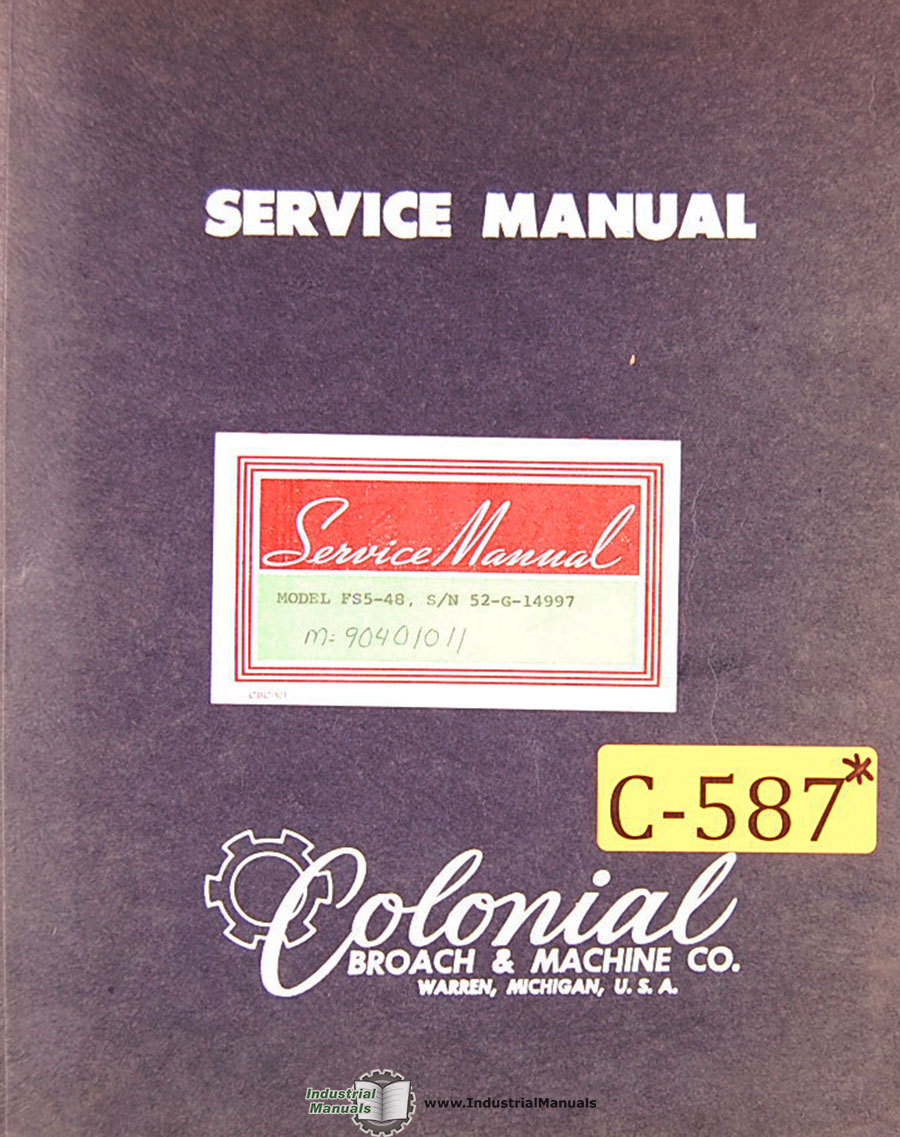 Colonial Broach FS5-48 and VMS Service Manual Year (1946) | eBay