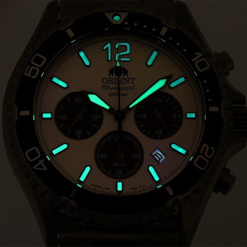 ORIENT Mako solar chronograph RN-TX0203S diver design men's watch Panda ...