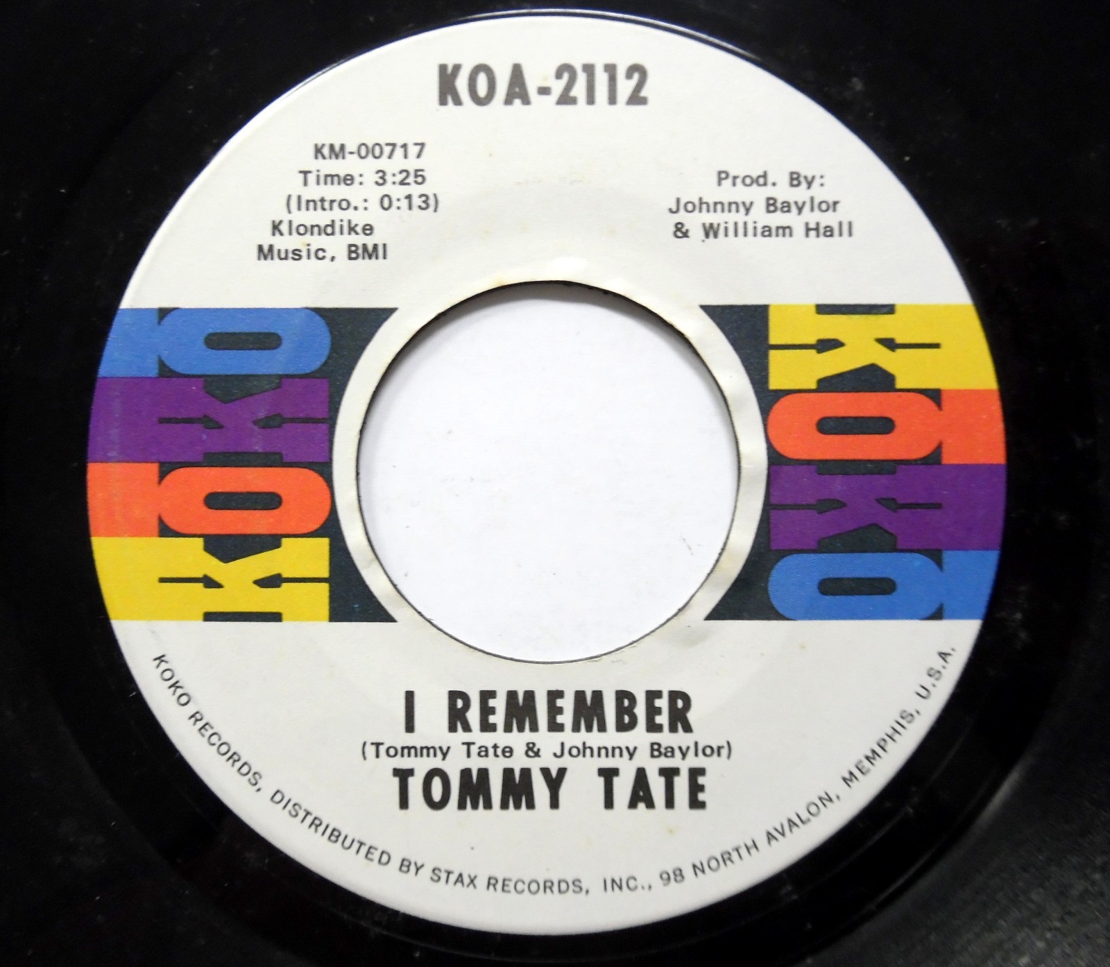 Tommy Tate SOUL 45 I Remember b/w School Of Life KOKO Label Near-MINT ...