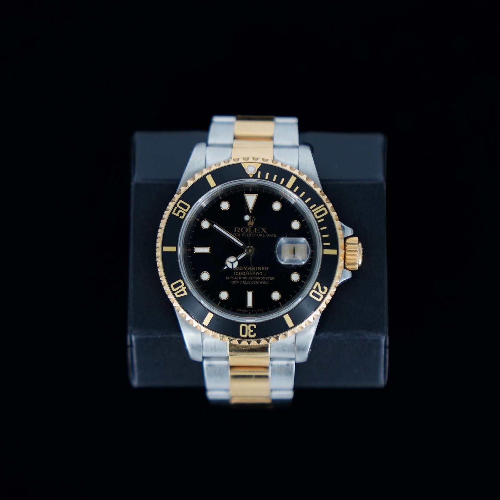 Rolex Submariner 16613 Silver and Gold Oyster Bracelet with Black Bezel ...