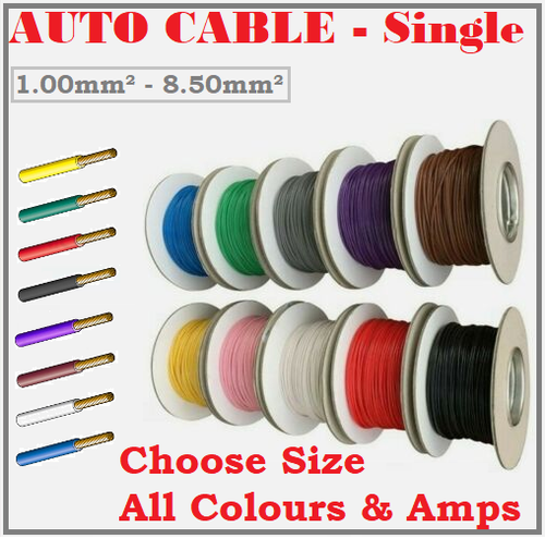 Single Core 12v Thinwall Automotive Auto Marine Cable Wire 1mm, 2mm ...