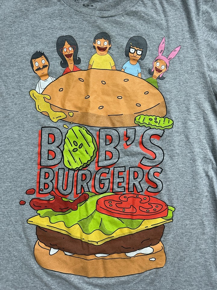 Bobs Burgers Heather Gray Unisex Graphic Tee Crew Shirt Size M | eBay