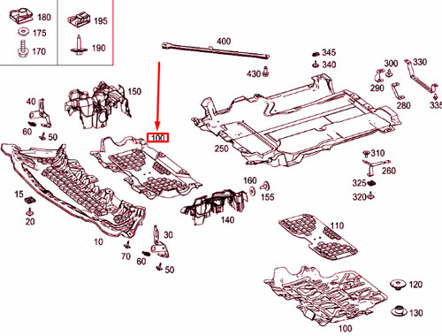 NEW MB C W205 ENGINE COMPARTMENT BOTTOM CENTRAL COVER A2055240230 205 ...