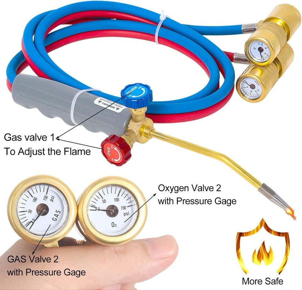 Oxygen MAPP Torch Kit W/ Pressure Meter W/ Tank Support, Glasses And ...