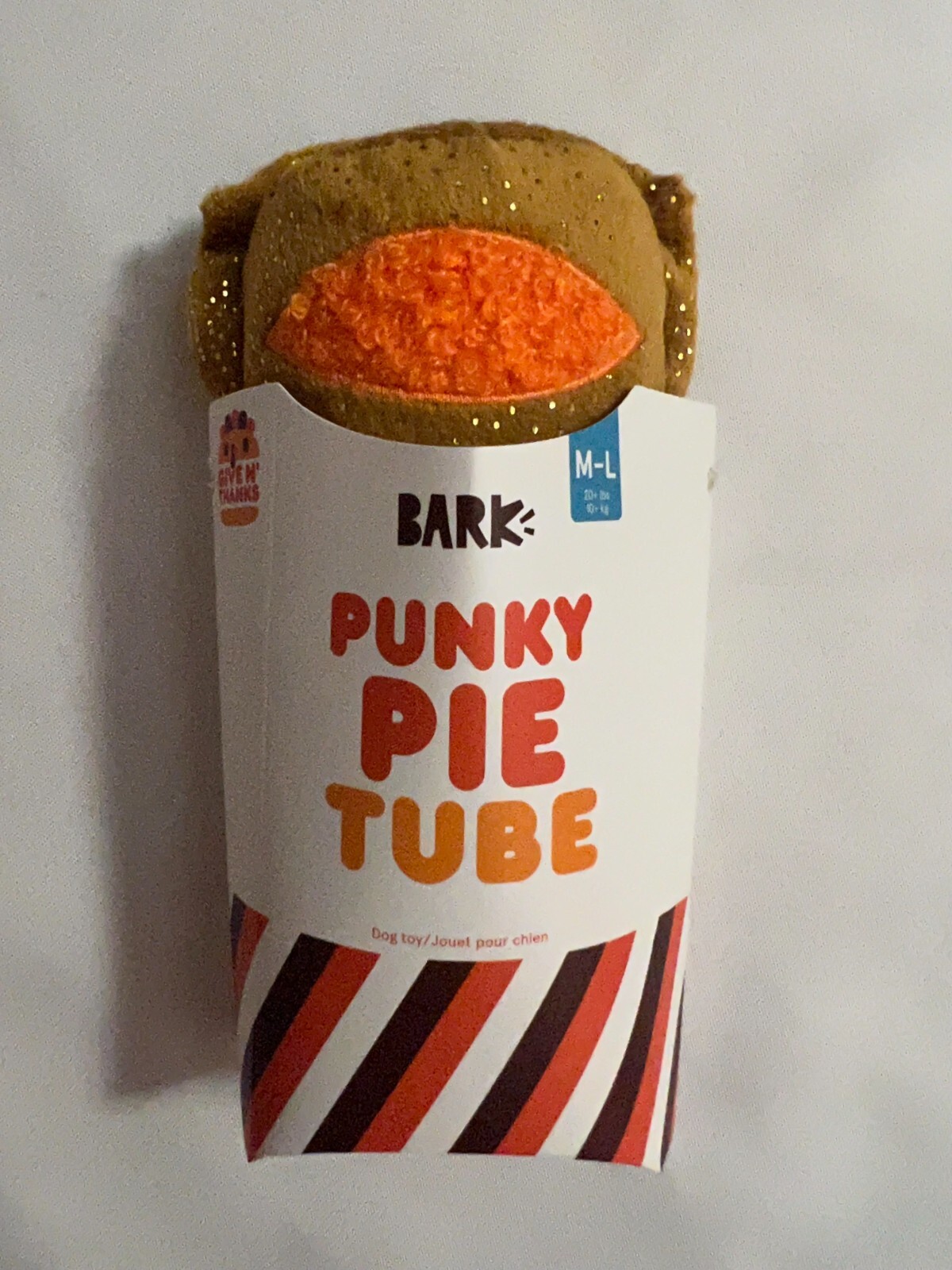 Bark Box Dog Toys Thanksgiving 2022 Punky Pie Tube -Crinkly & Squeaky ...