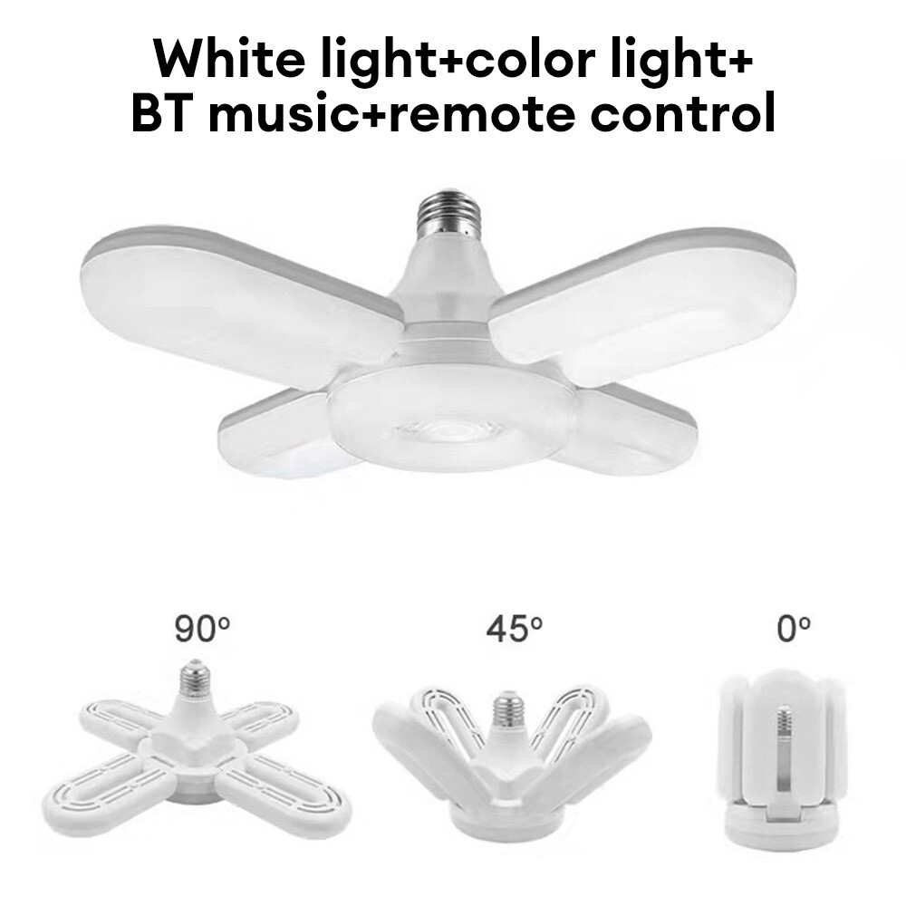 E27 RGB LED Deformable Ceiling Fan Light Bluetooth Speaker Music Lamp ...