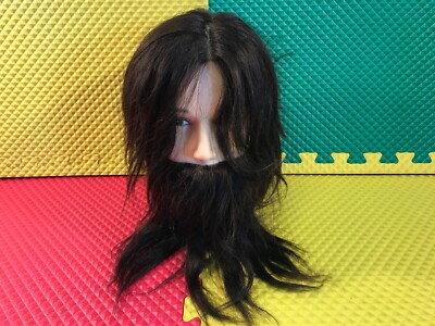 Burmax Cosmetology Mannequin Head Real Hair Dylan with Mustache and ...