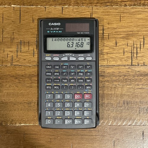 Casio FX-115W S-V.P.A.M. Scientific Calculator w/ 2 Way Solar Power ...