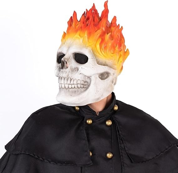 Ghost Rider Mask Scary Face Flame Skeleton Knight Full Head... | eBay