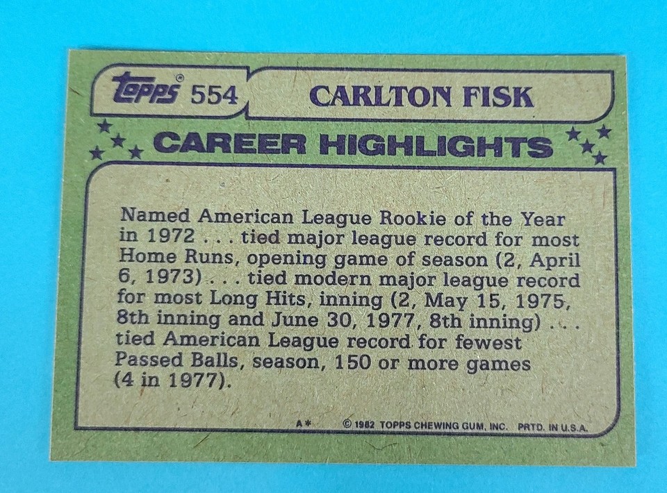 1982 Topps Carlton Fisk Baseball Card - 50% Off - Must Buy 10 Q | eBay