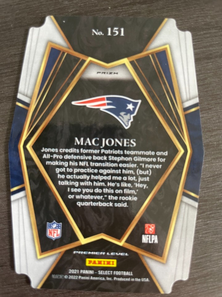 2021 Panini Select Mac Jones RC #151 Premier Level DieCut Green Yellow ...