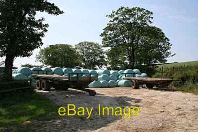 Photo 6x4 Blue Bales and Trailers Trispen Normally bales are covered ...