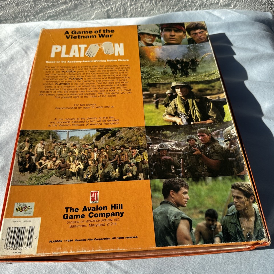 Vintage Avalon Hill Platoon A Game Of The Vietnam War / 1986 ...