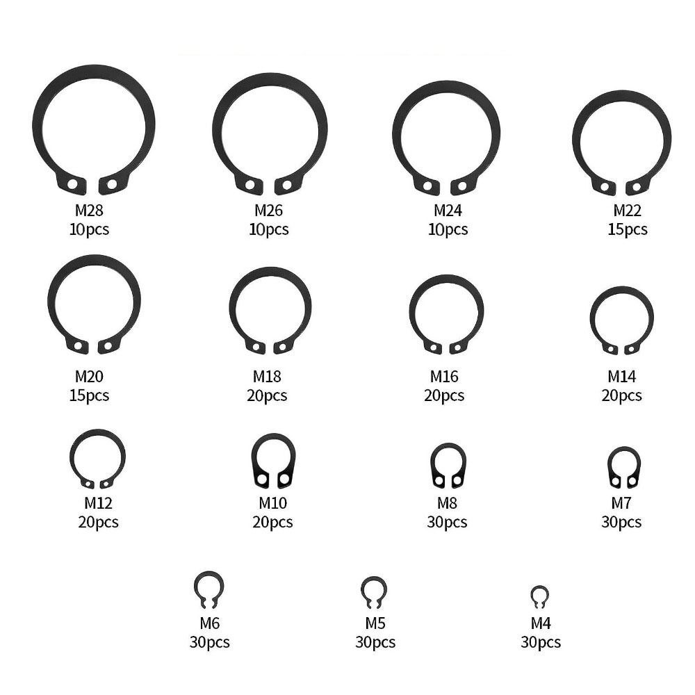 300pcs Plastic&Steel Snap Ring Shop Assortment Retaining Clip Rings Set ...