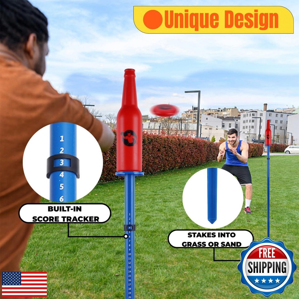 Juegoal Outdoor Flying Disc Game Set, Yard Games Bottle Drop Frisbee ...