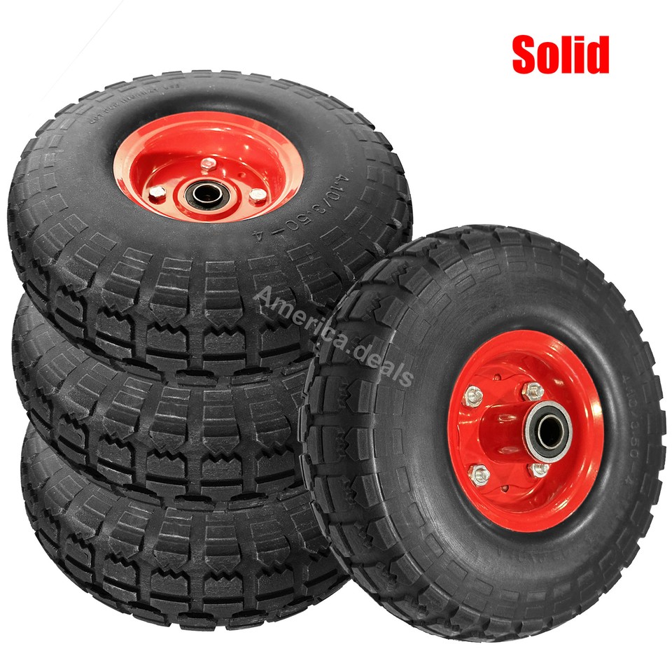 4 Pack 10'' Tubless Solid / Pneumatic Wheels Foam Filled Tire for ...