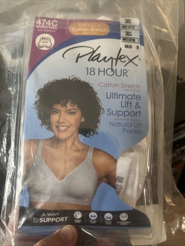 Playtex 18 Hour Bra Wireless 38C - Ultimate Lift & Support Cotton ...