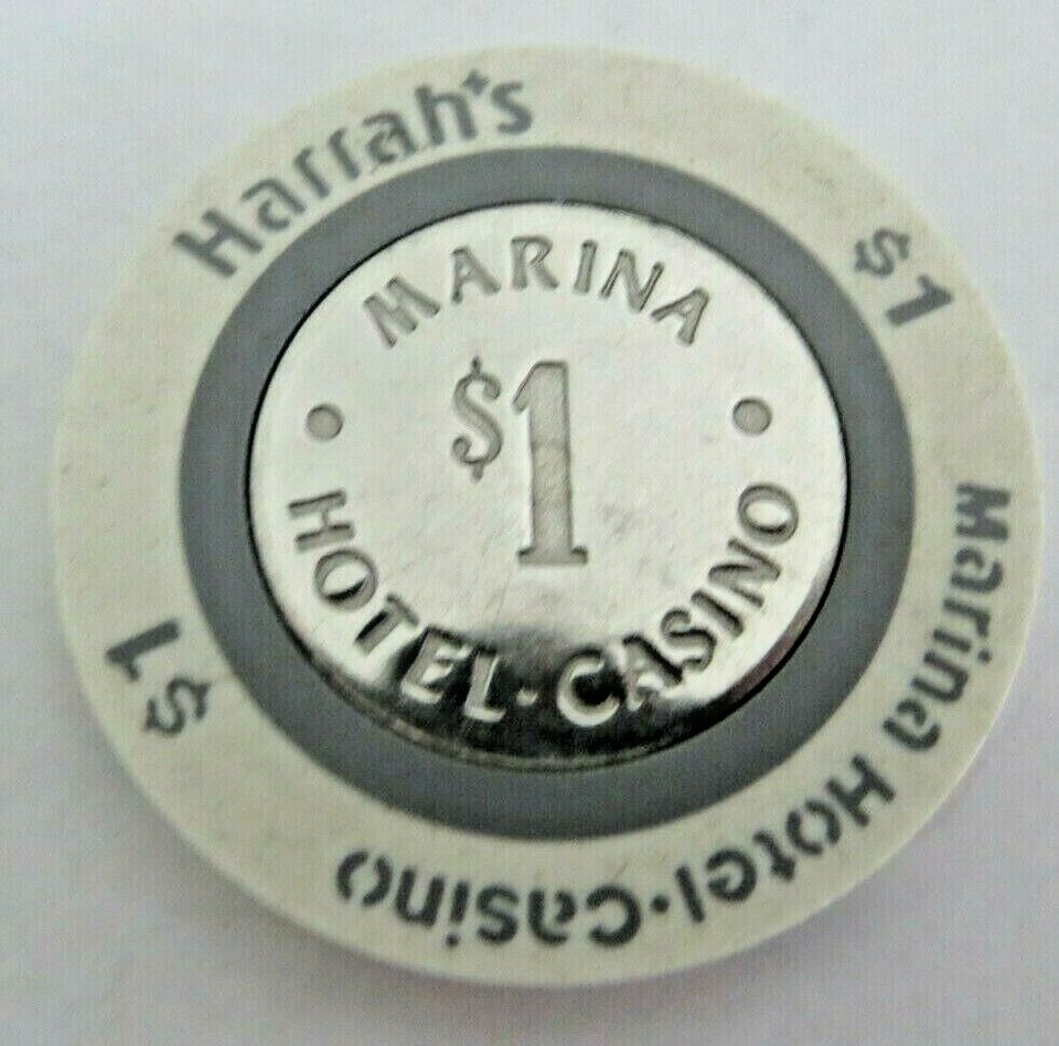 HARRAH'S MARINA HOTEL CASINO $1 POKER CHIP TOKEN GAMING Atlantic City ...