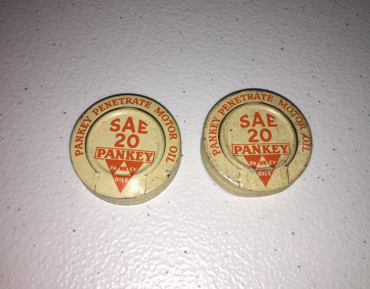 Antique PANKEY SAE 20 Glass Oil Bottle Metal Lid Lot of 2 | eBay