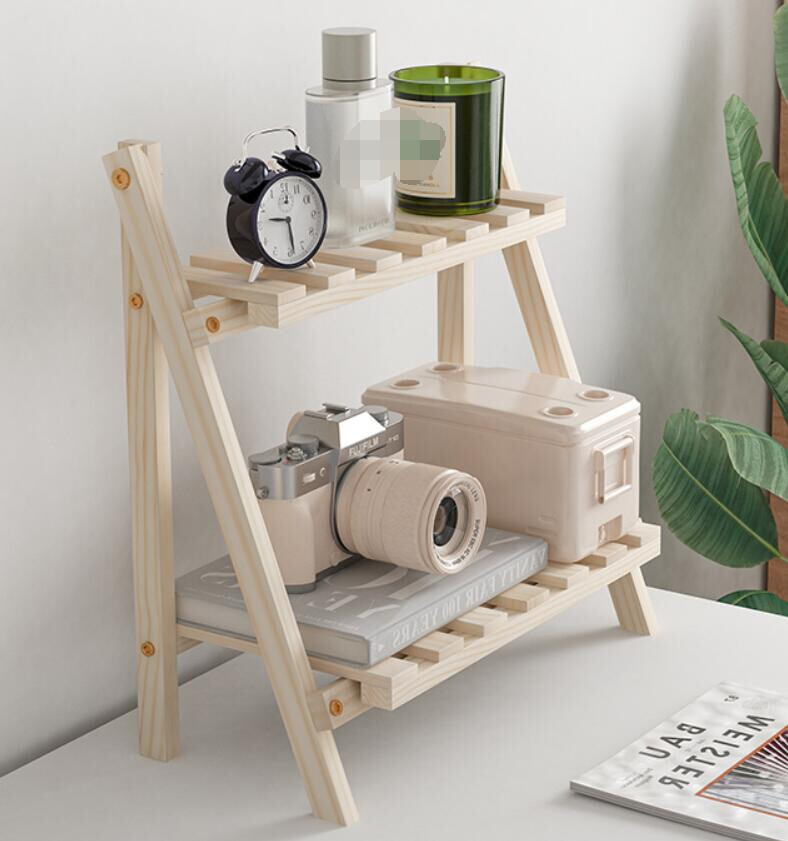 2 Tier Bamboo Ladder Plant Stand Desk Rack Storage Organizer Display ...