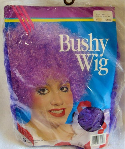 Vintage Halloween Purple Costume Bushy Wig Clown Disco Cosplay One Size ...